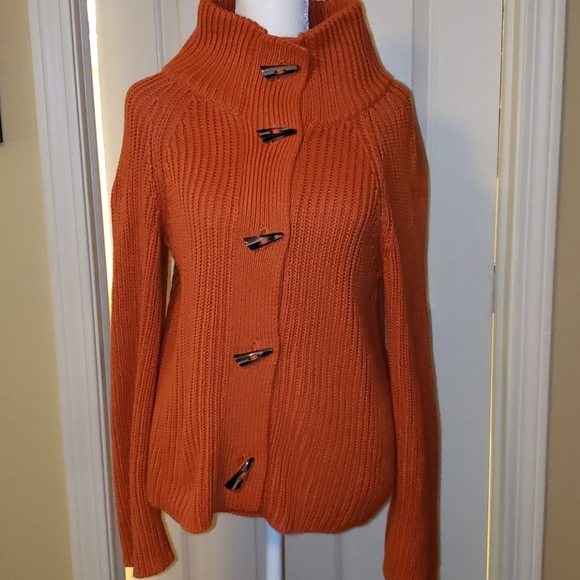 Talbots | Sweaters | Talbots Burnt Orange Toggle Button Cardigan ...